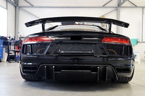 For Audi R8 2016 2017-2019 Black Carbon Fiber Rear Bumper Spoiler Wing ...