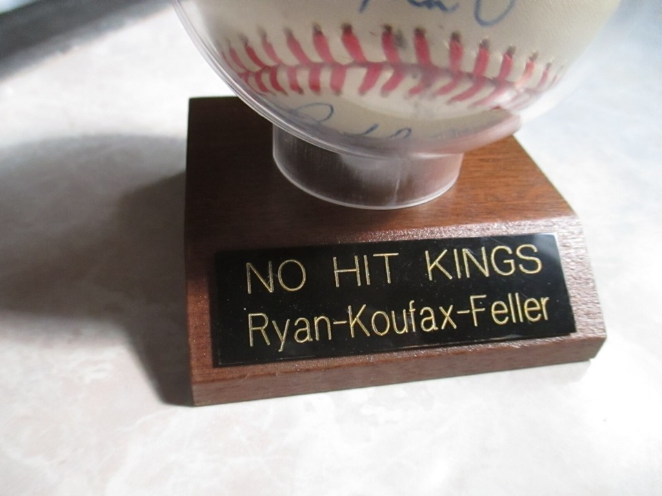 Sandy Koufax Nolan Ryan Bob Feller Signed Baseball with COA No Hit ...