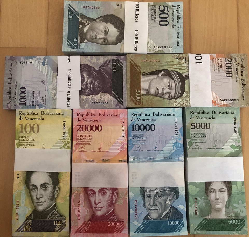 VENEZUELA 100 SETS OF 500 - 100000 BOLIVARES UNC BANKNOTE (700 NOTES ...
