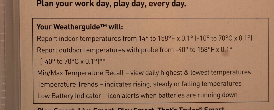 Taylor Weather Guide Wireless Indoor/Outdoor Thermometer With Remote ...