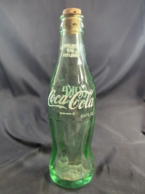 Vintage Coke Coca Cola Green Glass Bottle White Writing 6 1/2 Oz 1 33 ...