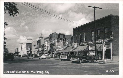 RPPC Murray,KY Downtown Street Scene with Vintage Cars and Businesses ...