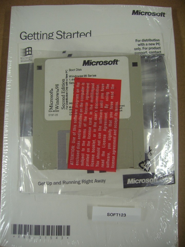 MICROSOFT WINDOWS 98 SE SECOND EDITION FULL OPERATING SYSTEM MS WIN ...