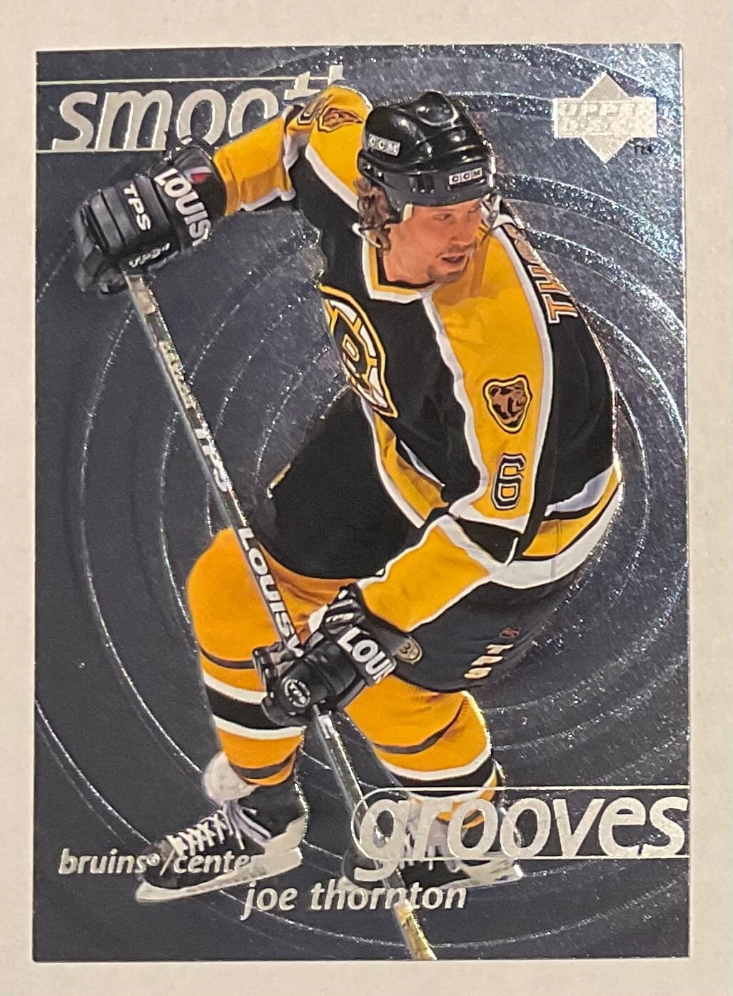 1997-98 JOE THORNTON UPPER DECK SMOOTH GROOVES INSERT CARD #SG6 BOSTON ...