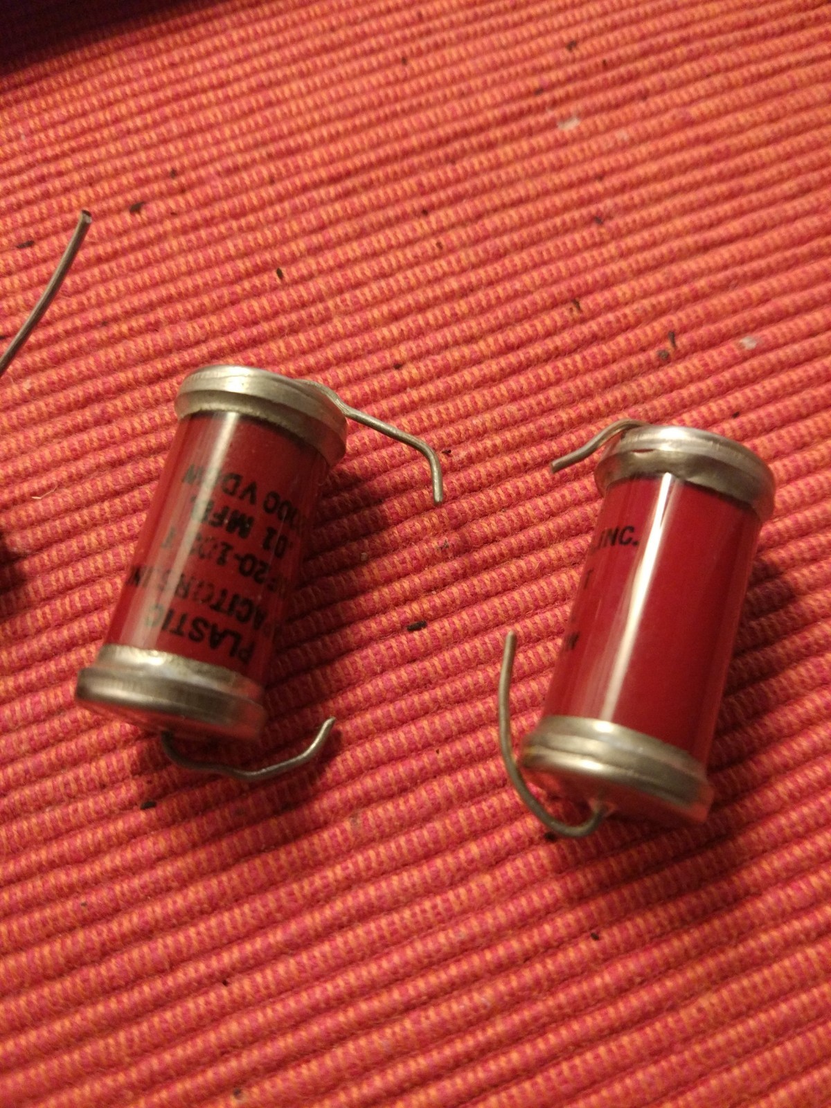 PLASTIC CAPACITORS INC. GLASS CAPACITOR .01uf film foil 2000v LOT OF 1 ...