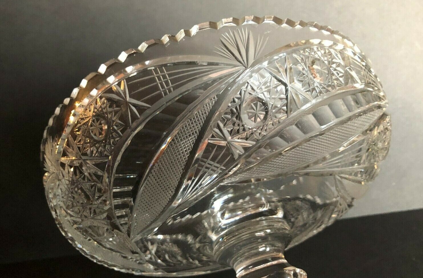 Bohemian Czechoslovakia LACE Cut Heavy Crystal Compote Pedestal Bowl | eBay