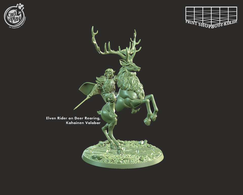 Elf Soldier Miniatures Set Elf Tab On Deer Figurine for Ttrpg's Like ...