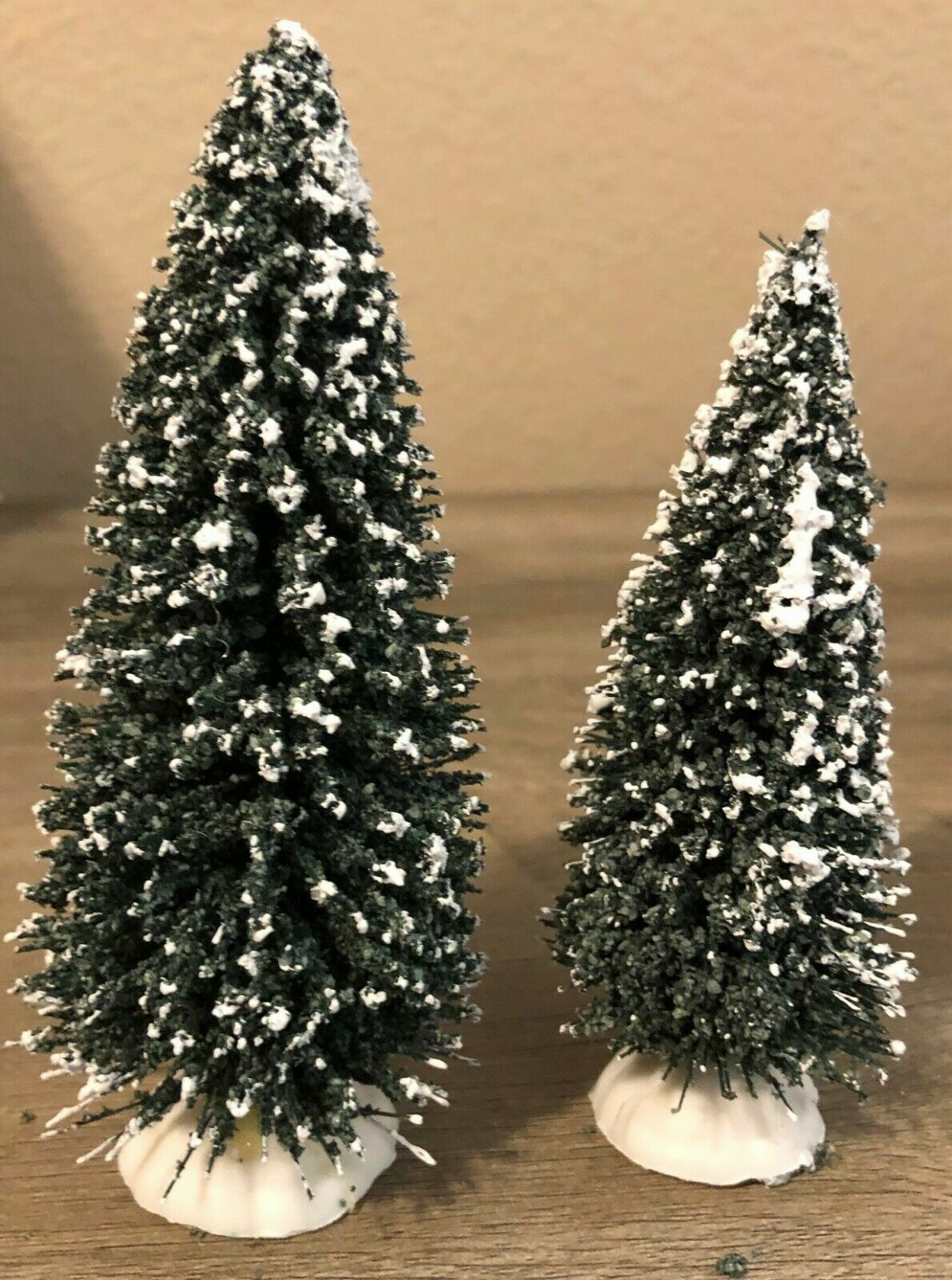 Cobblestone Corners Village Snow Covered Sisal Trees Set of 2 New | eBay