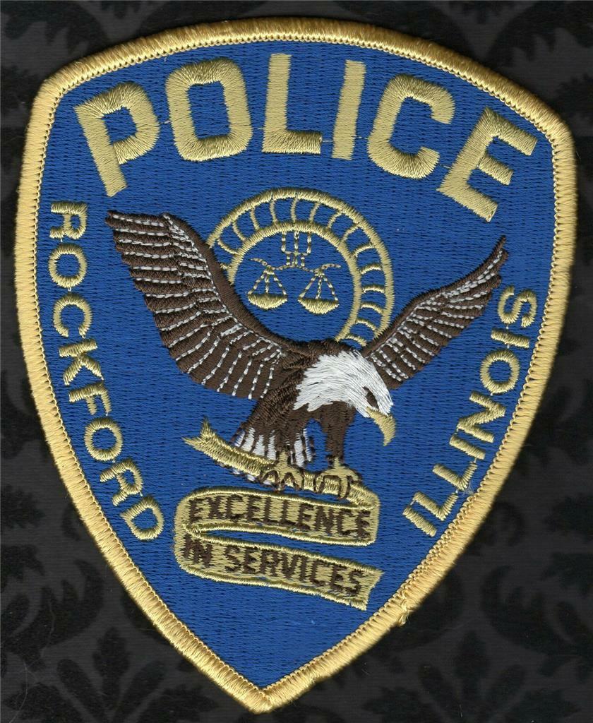 Rockford Illinois Police Patch Flying Bald Eagle Yellow Border NOS | eBay