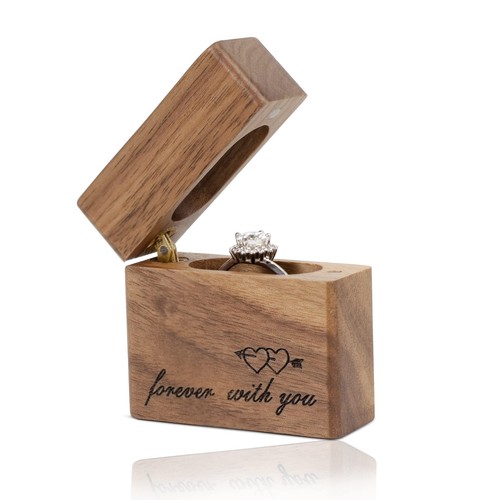 Wooden Engagement Ring Box Small Slim Flat Ring Case Wooden Ring Box ...