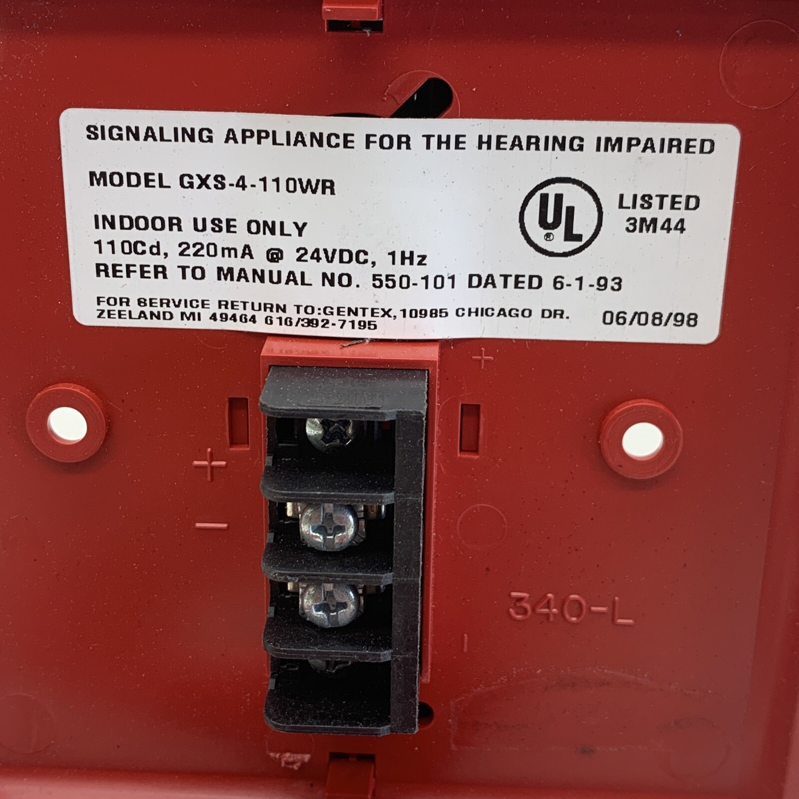 5 PK Gentex Fire Alarm Strobe Model GXS-4-110WR Red Wall Mount (Missing ...