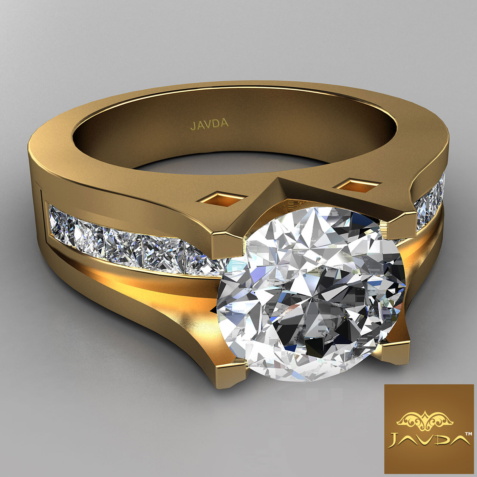 Classic 4 Prong Channel Setting Round Diamond Engagement Ring GIA I SI1 ...