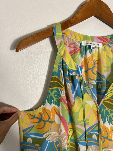ROSE + OLIVE Women’s Tropical Summer Sheer Artsy Top LARGE | eBay