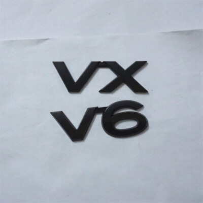 Glossy Black 1x V6 + 1x VX Plastic Decal Badge Emblem Sticker 3D AWD ...
