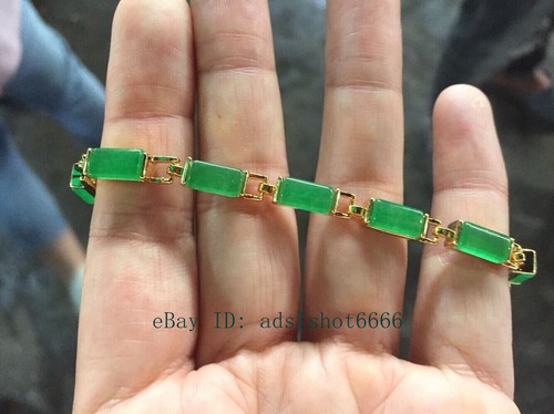 Chinese hand carved natural green Jade Malaiyu Bracelet | eBay