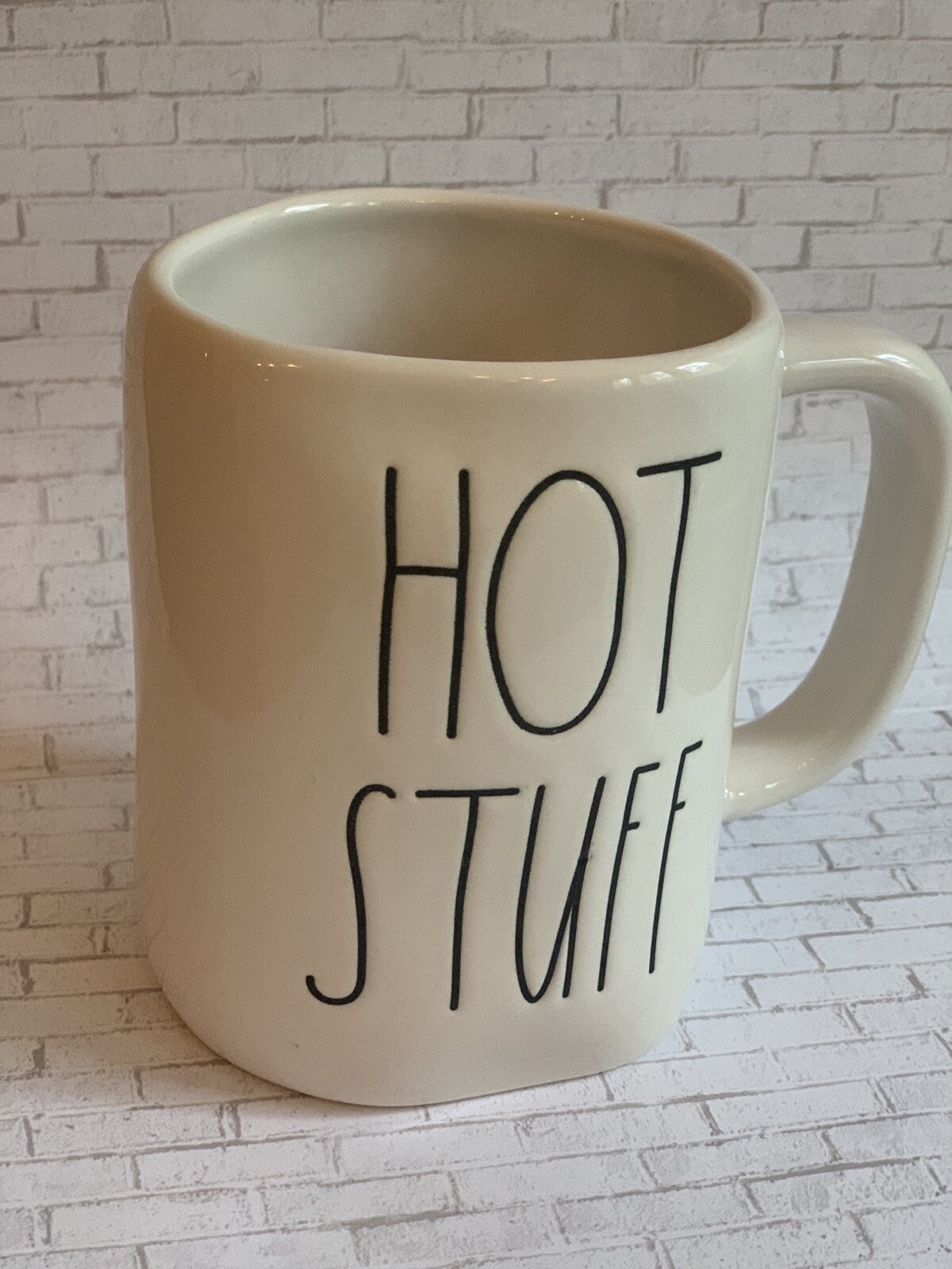 Rae Dunn HOT STUFF Mug Coffee Tea Mug LL All White RARE VHTF *Brand New ...