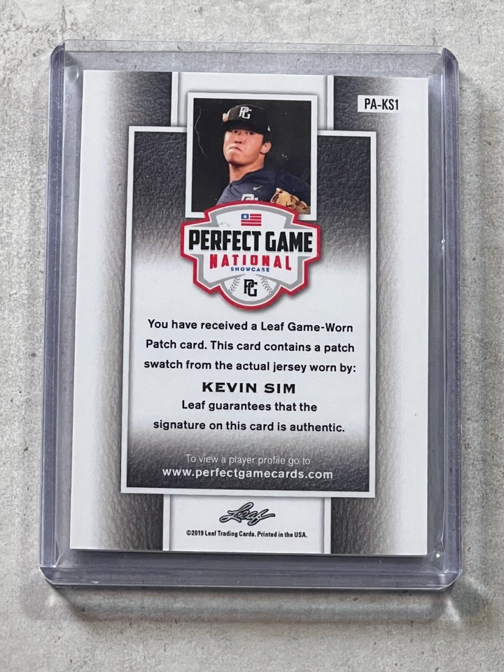 2019 Leaf Perfect Game Kevin Sim SP Orange Patch Auto /5 #PA-KS1 ...