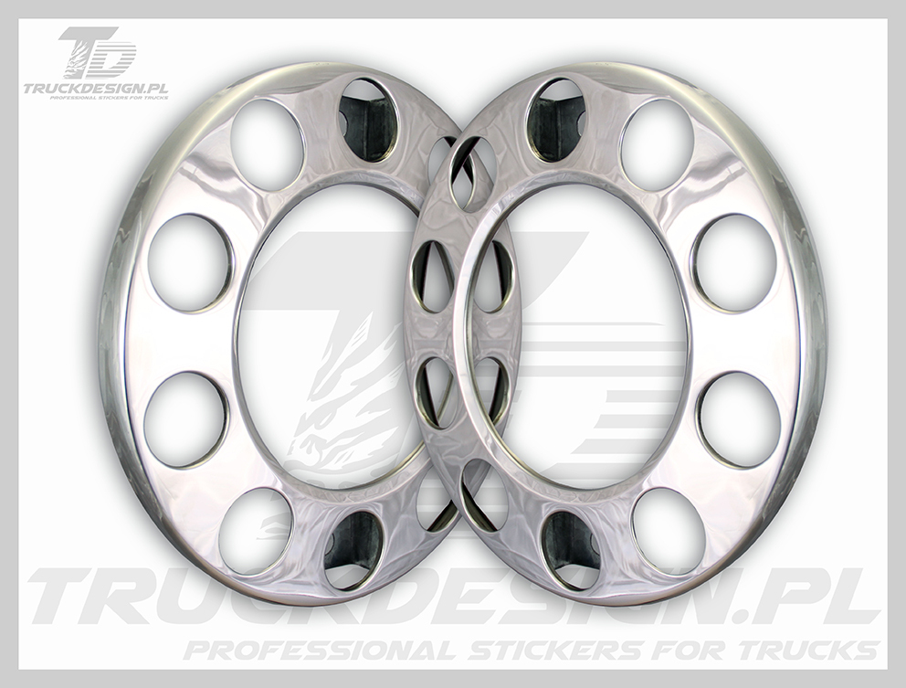 22,5 " 1x set 2x stud covers wheel trim steel Renault DAF Actros ...