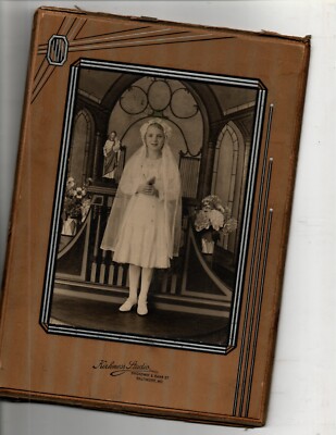 B&W First Communion Cabinet Photo Young Girl Kirkness Studios Baltimore ...