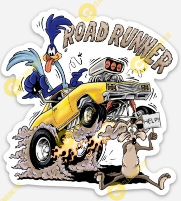 Muscle Car STICKER - Ratfink Road Runner Style Yellow Car Show Rat Fink ...