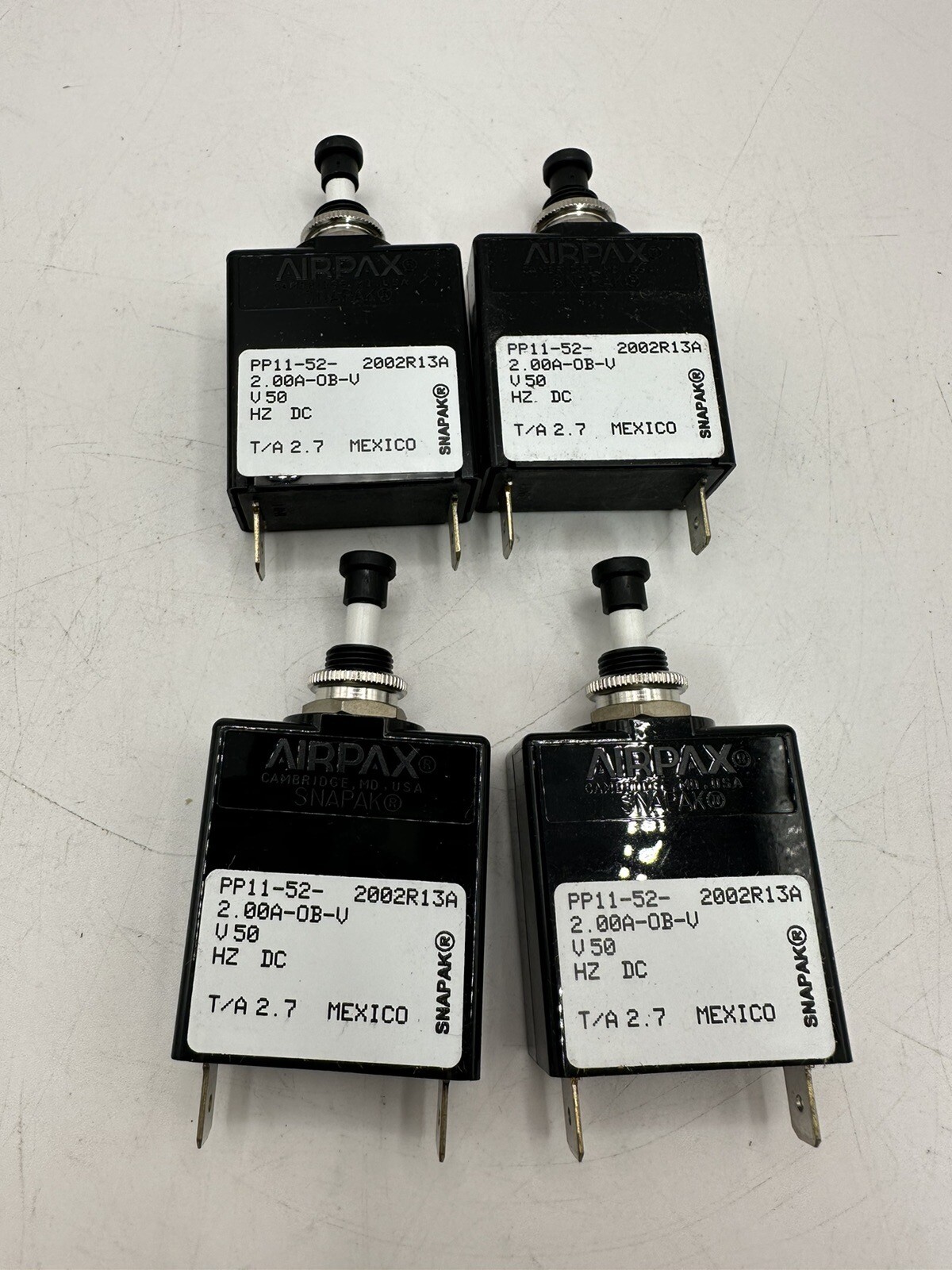 4 pc lot, AIRPAX PP11-52-2.00A-OB-V, 2002R13A SNAPAK 2 AMP Circuit ...