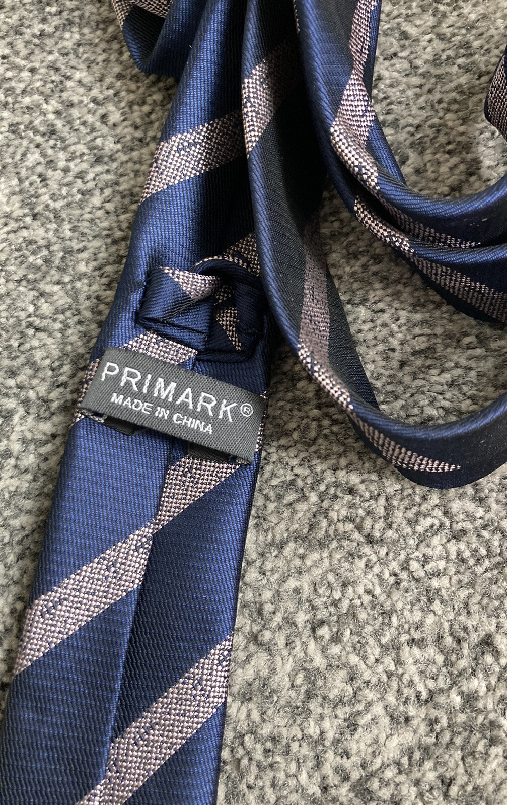 Mens Primark Skinny Navy Blue Pink Striped Smart Formal Tie 1.75" wide ...