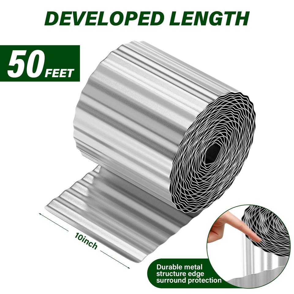 Corrugated Steel Edgings 50 FT Metal Landscape Edging Lawn Borders for ...