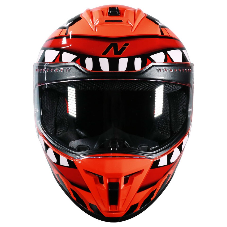 Nitro N700 Big Mouth Motorcycle Helmet Orange Red White | eBay UK