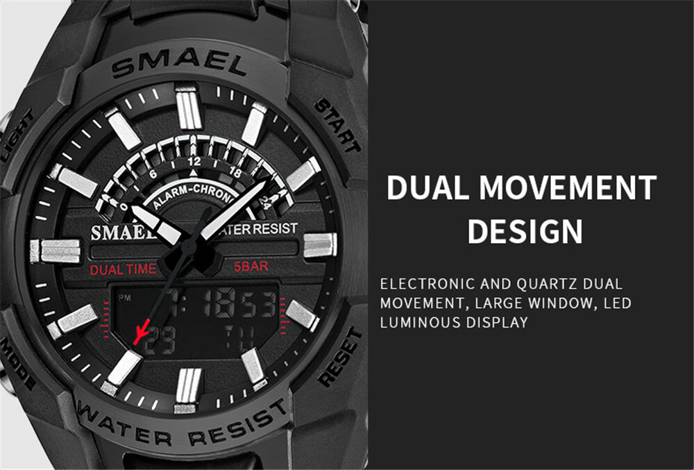 SMAEL Men Digital Quartz Watch Big Case Fashion Sport LED Electronic ...