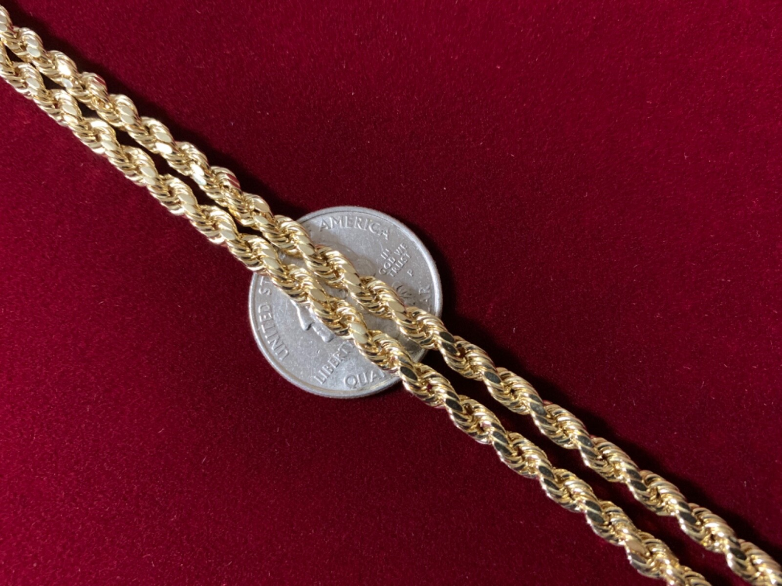 10k Gold Rope Chain 5mm 26" yellow gold Diamond cut 10kt rope Chain ORO ...