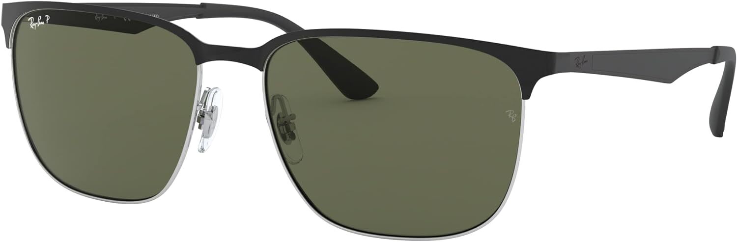 Ray-Ban Rb3569 Square Sunglasses 59 Millimeters, Black on Silver ...