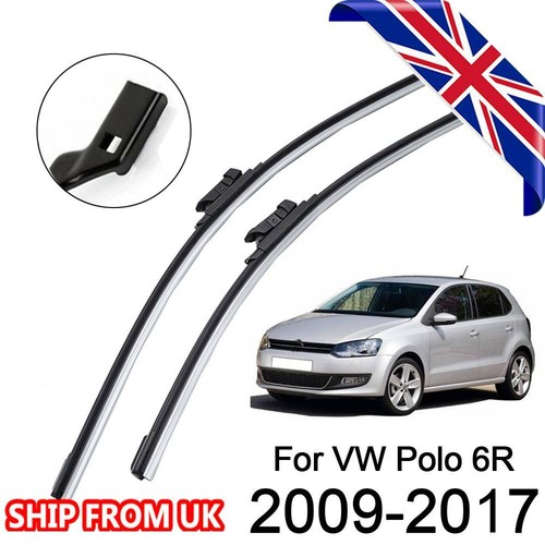 x2 Front Windscreen Flat Wiper Blades For VW Polo 6R 09-17 Hatchback 3/ ...