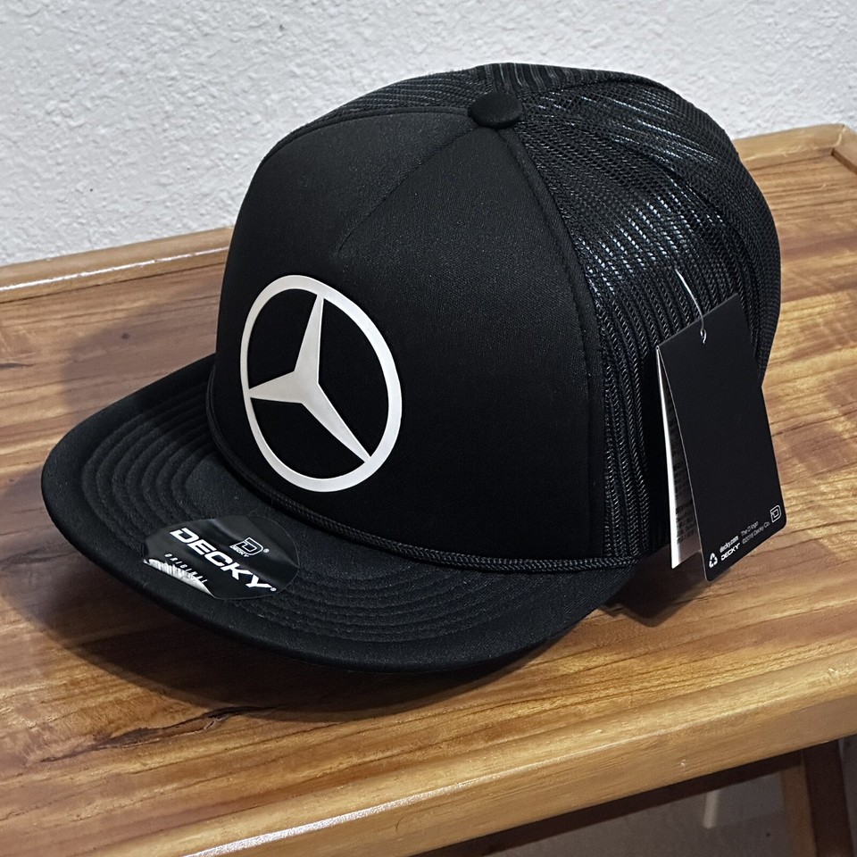 Mercedes Benz Benz Decky Foam Trucker Hat Flat Brim Black SnapBack Men ...