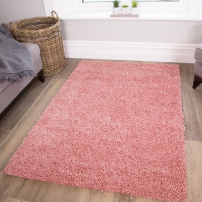 Modern Soft Warm Blush Pink Shaggy Rugs Small Large Fluffy Non Shed ...