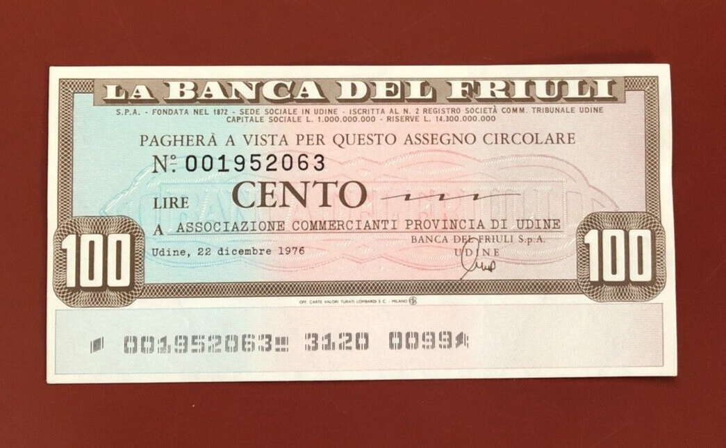 4 Mini Assegni da 100 Lire del 1976 (Lotto 6) | eBay