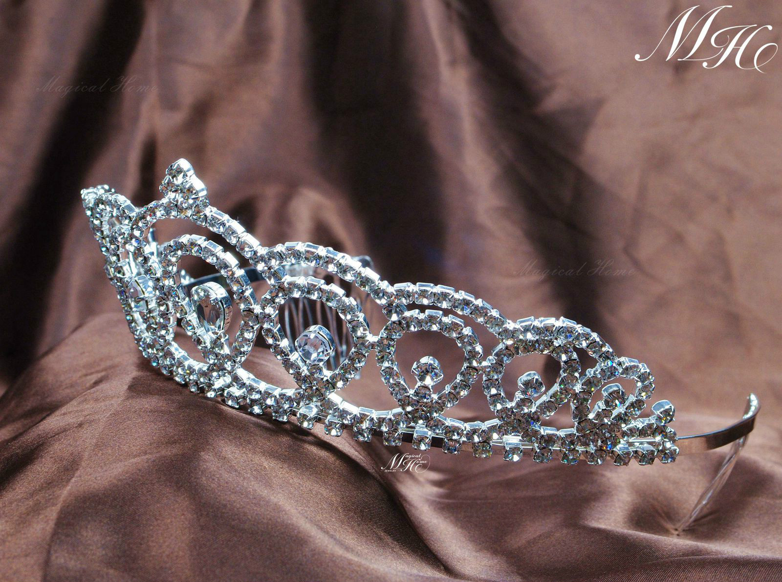 Royal Wedding Tiara Crown Bridal Hair Combs Clear Rhinestone Bride ...