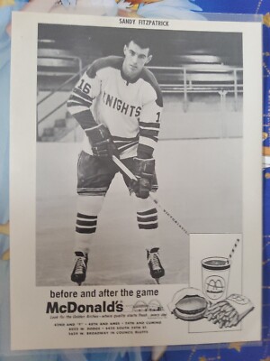 1966-67 Omaha Knights Hockey McDonald's Sandy Fitzpatrick Photo 2 Tiny ...