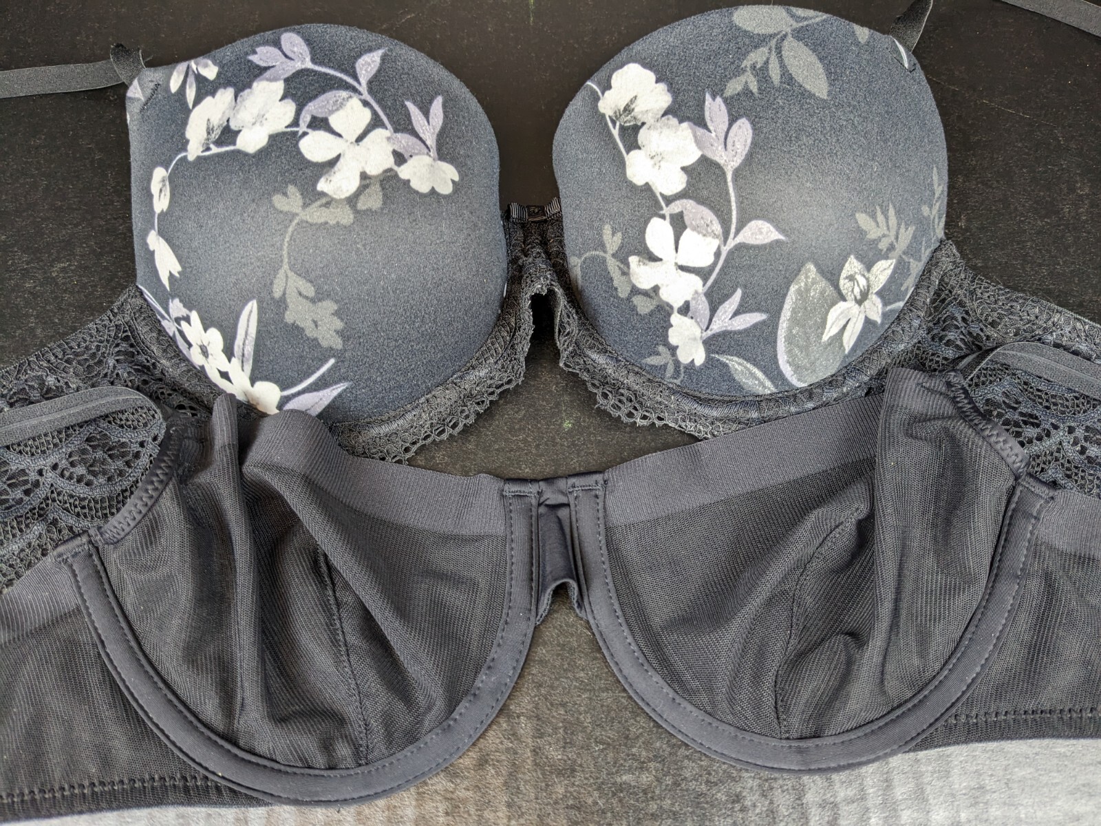 Lot of 2 Auden Bras Size 36A Black and White Floral, Sheer Black | eBay
