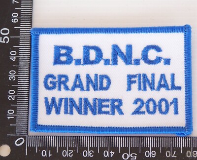 BDNC GRAND FINAL WINNER 2001 EMBROIDERED PATCH WOVEN CLOTH SEW-ON BADGE ...
