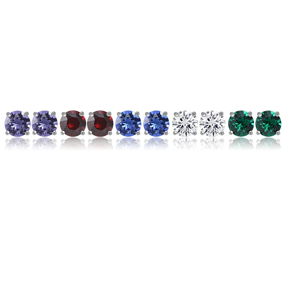 Set of 5 Multi Color Stud Earrings Made with European Crystals | eBay
