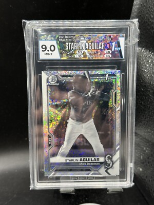 2021 Bowman Chrome Starlin Aguilar 1st Refractor B&W Mini-Diamond HGA 9 ...