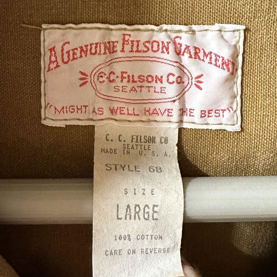 FILSON STYLE 68 Oiled Cotton Jacket Coat Size L Vintage Outwear | eBay