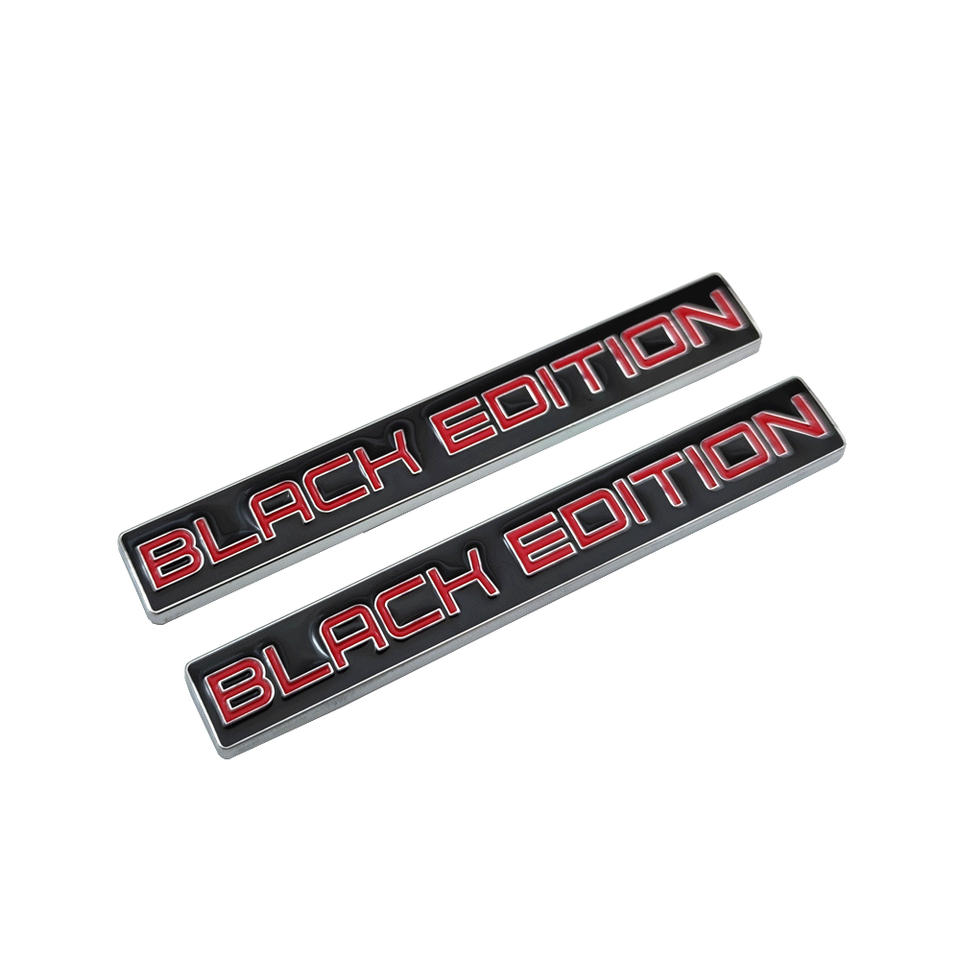 2x Metal Silver & Red Black Car Emblem Black Edition Logo Trunk Badge ...