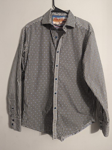 Robert Graham Medium Button Up Flip Cuff RN81913 Striped Long Sleeve Classic | eBay