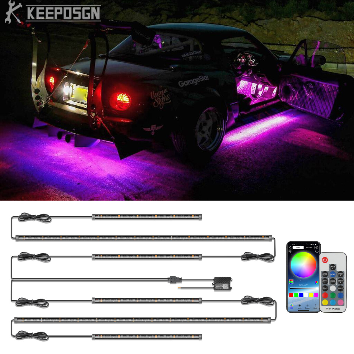 LED Multi‑color Neon Underglow Light Strip For Mazda RX-7 Subaru WRX ...