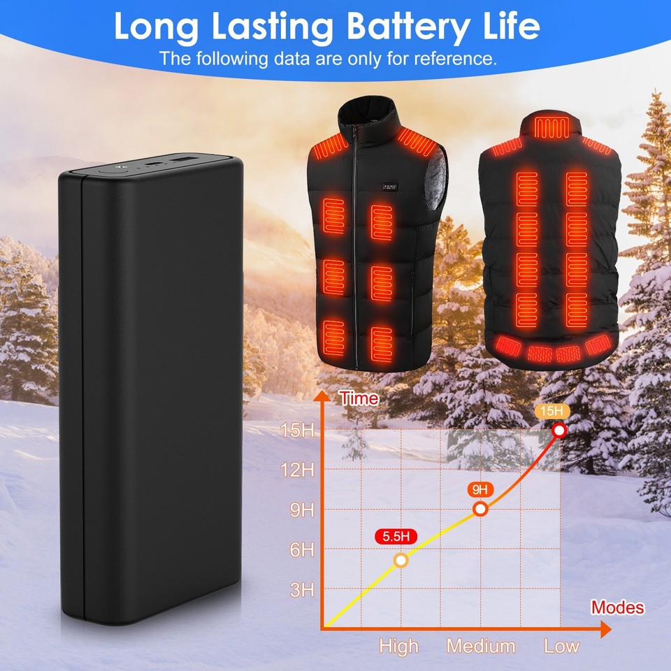 Rechargeable 5V 2A Battery Pack for Heated Vests Jackets Power Bank for ...