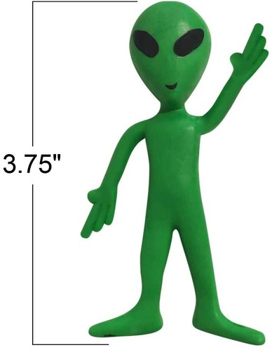 12 Bendable Green Alien Action Figure Outer Space Rubber Toys - Area 51 ...