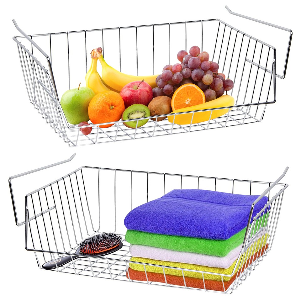 2 TIER FOLDABLE SHELF KITCHEN CABINET STORAGE STACKABLE CUPBOARD RACK ...