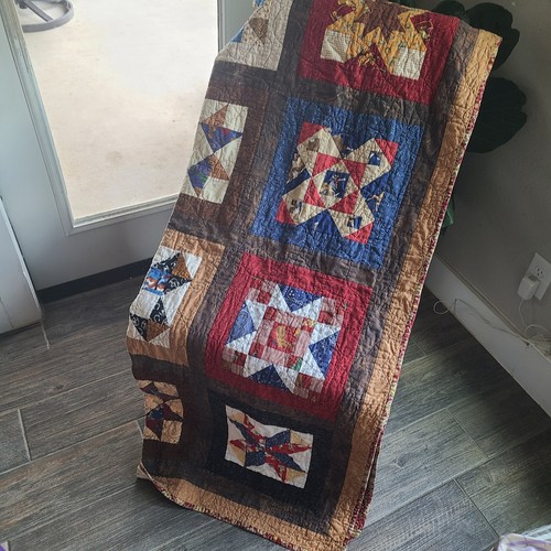 Handmade Quilt Throw Boy Red and Brown Cowboy Rodeo Print Western 62" x ...