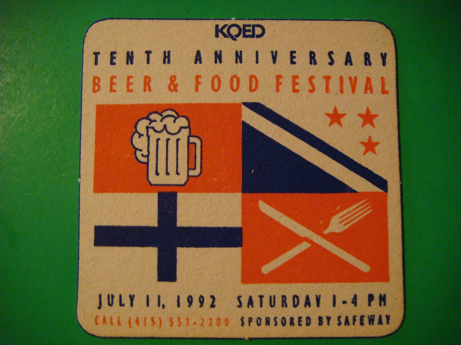 Beer Bar Coaster ~ ~ 1990 KQED 8th Anniversary beer & Food Festival ...